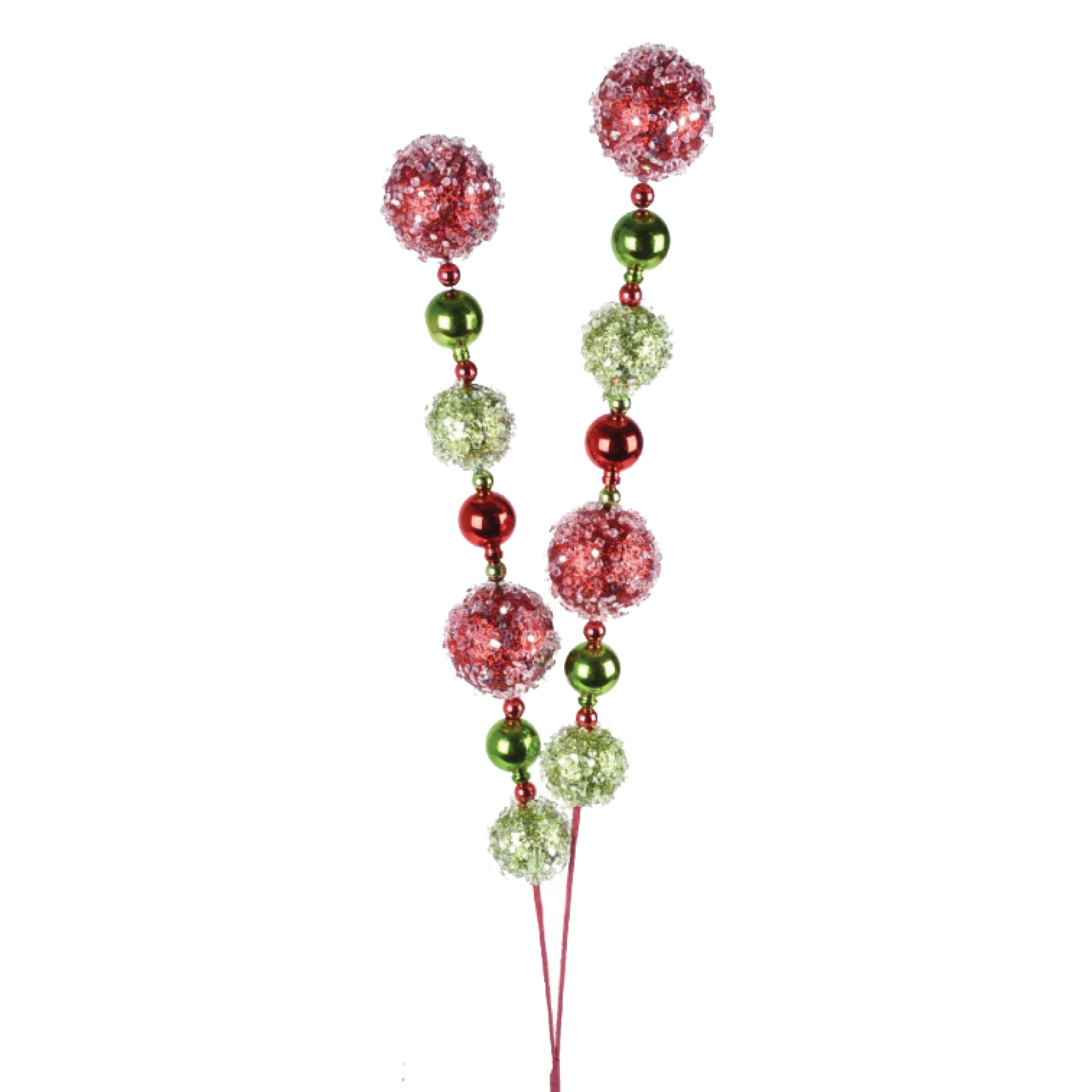 105465-Christmas-Silk-Red-Green-Bead-Balls - English Gardens