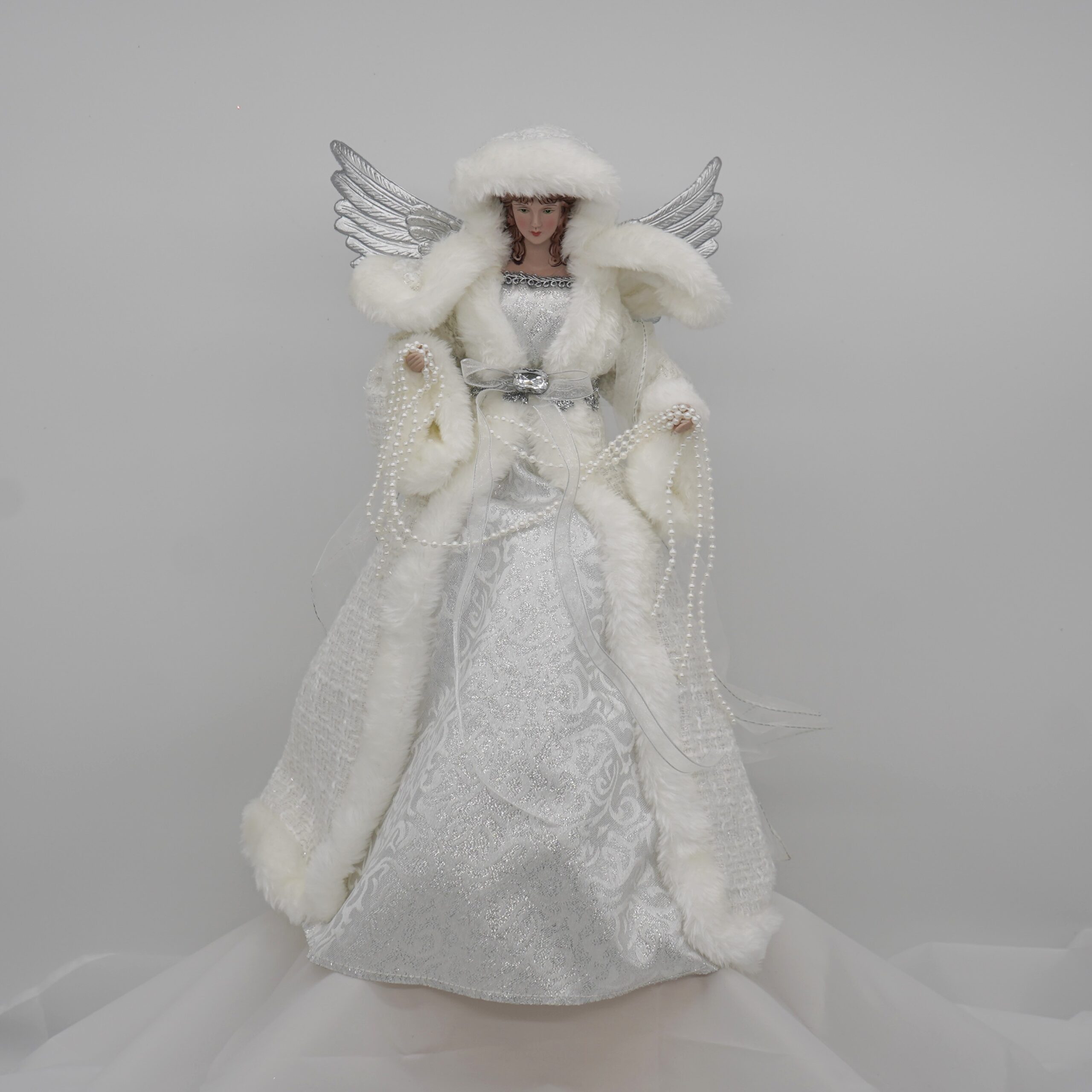 107543-Christmas-Angel-Figure-Silver-White-Front | English Gardens